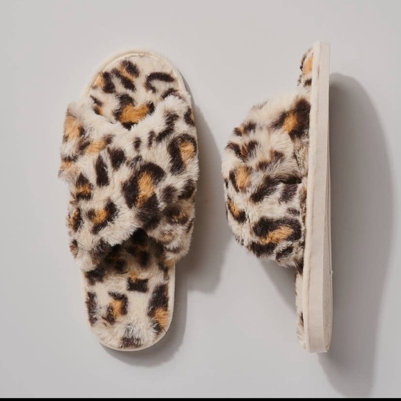 Shoes | White Leopard Cross Strap Slippers | Poshmark